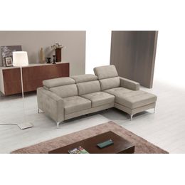 Ecksofa Egoitaliano, B:247cm H:100cm, grau, Luxus-Micofaser Lederoptik (100% Polyester) ist ein neues technisches Gewebe mit einem visuellen und