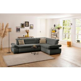 Ecksofa Home Affaire, B:275cm H:80cm T:211cm, gr&uuml;n, 95% Polyester, 5% Polyacryl, Wohnzimmer, Sofas, "Avesa L-Form", Wahlweise mit Arm- und