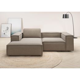 Ecksofa Home Affaire, B:246cm H:68cm T:171cm, grau, 100% Polyester, Wohnzimmer, Sofas, "Watertown, kompakte L-Form, 246 cm breite f&uuml;r kleinere