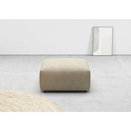 Hocker Home Affaire, H:71cm T:80cm, beige, 95% Polyester, 5% Nylon, Wohnzimmer, Hocker, "Glimminge auch in Breitcord, Feincord und Easy care-Bezug",