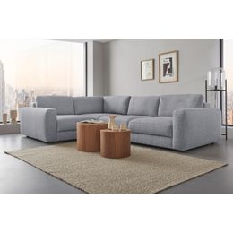 Ecksofa Home Affaire, B:224cm H:84cm T:304cm, grau, 100% Polyester, Wohnzimmer, Sofas, "Bloomfield, Breite 304cm, Mega Polsterecke mit viel Platz,