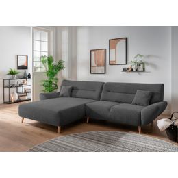 Ecksofa Home Affaire, B:290cm H:81cm T:166cm, grau, 100% Polyester, Wohnzimmer, Sofas, "Drago, elegant und zeitlos, komfortabel, Holzfu&szlig;, L-Form",