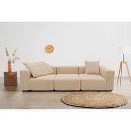 Big-Sofa Home Affaire, B:301cm H:69cm T:108cm, beige, 100% Polyester, Sofas, "Gerrid", Cord-Bezug, bestehend aus Modulen: 2 Eck- und ein Mittelelement