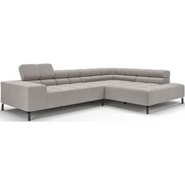 Ecksofa Home Affaire, B:321cm T:216cm, grau, 100% Polyester, Wohnzimmer, Sofas, "Ancona New, wahlweise motorische Sitztiefenverstellung, auch in