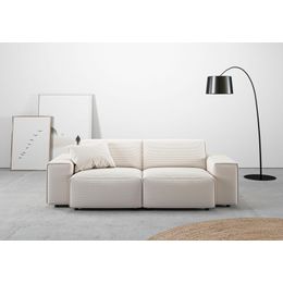 2,5-Sitzer Home Affaire, B:214cm H:71cm T:101cm, wei&szlig;, 12% Polyaxryl, 88% Polyester, Sofas, "Glimminge auch in Breitcord, Feincord + Easy