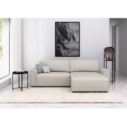 Ecksofa Home Affaire, B:265cm H:87cm T:164cm, grau, 100% Polyester, Wohnzimmer, Sofas, "Chance, Recamiere beidseitig montierbar, Schlaffunktion,