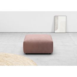 Hocker Home Affaire, H:71cm T:80cm, rosa, 95% Polyester, 5% Nylon, Wohnzimmer, Hocker, "Glimminge auch in Breitcord, Feincord und Easy care-Bezug",