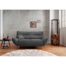 2-Sitzer Home Affaire, B:173cm H:81cm T:90cm, grau, 100% Polyester, Sofas, "Drago", frei im Raum stellbar, inkl. 1 Zierkissen