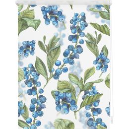 Seitenzugrollo, B:120cm H:150cm, blau, LICHTBLICK ORIGINAL, Polyester, Rollos, "Rollo Klemmfix, ohne Bohren, Verdunkelung, Heidelbeere - Blau Gr&uuml;n"