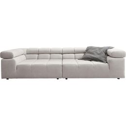 Big-Sofa Home Affaire, B:290cm H:70cm T:110cm, beige, Sofas, "Ancona B/T/H: 290/110/70 cm", auffällige Steppung, inkl. 2 Zierkissen und verstellbaren