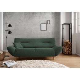 3-Sitzer Home Affaire, B:205cm H:81cm T:90cm, gr&uuml;n, 100% Polyester, Sofas, "Drago", frei im Raum stellbar, inkl. 1 Zierkissen
