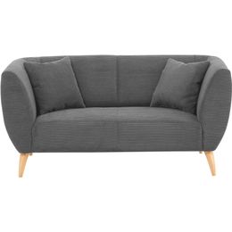 2-Sitzer Home Affaire, B:172cm H:83cm T:88cm, grau, 100% Polyester, Sofas, zwei verschiedene Fu&szlig;farben w&auml;hlbar