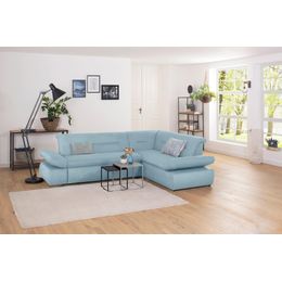 Ecksofa Home Affaire, B:275cm H:80cm T:211cm, blau, 100% Polyester, Wohnzimmer, Sofas, "Avesa L-Form", Wahlweise mit Arm- und Bettfunktion, B/T/H: