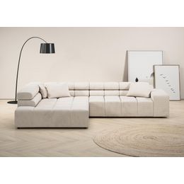 Ecksofa Home Affaire, B:319cm H:70cm T:215cm, weiß, Struktur (85% Polyester, 15% Viskose);Luxus-Microfaser weich (98% Polyester, 2% Nylon);Velours