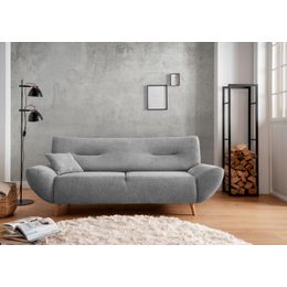 3-Sitzer Home Affaire, B:205cm H:81cm T:90cm, silber, 100% Polyester, Sofas, "Drago", frei im Raum stellbar, inkl. 1 Zierkissen