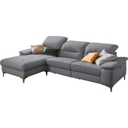 Ecksofa Home Affaire, B:280cm H:84cm T:184cm, grau, Luxus-Mikrofaser Lederoptik: 100% Polyester, ;Struktur: 85% Polyester, 15% Viskose, , Wohnzimmer,