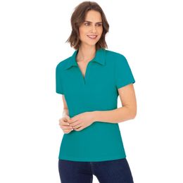 TRIGEMA Damen Poloshirt "TRIGEMA Poloshirt ohne Knopfleiste", blau, Basic, Gr. XS, 100% Baumwolle, Shirts