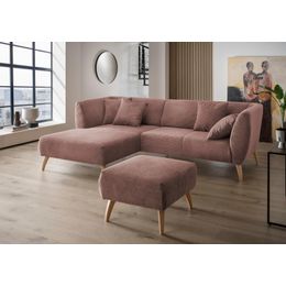 Ecksofa Home Affaire, B:264cm H:80cm T:160cm, rosa, 100% Polyester, Wohnzimmer, Sofas, "Colori Polsterm&ouml;bel mit zeitlos eleganter R&uuml;ckenf&uuml;hrung.