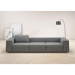 3,5-Sitzer Home Affaire, B:336cm H:68cm T:98cm, grau, 100% Polyester, Sofas, "Watertown, modernes Big-Sofa XXL, 336 cm Breite, auch in Feincord",
