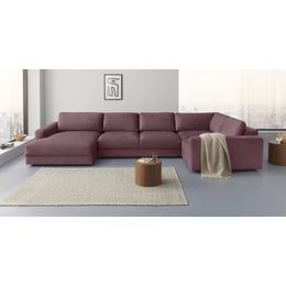 Wohnlandschaft Home Affaire, B:390cm H:84cm T:209cm, rosa, 100% Polyester, Sofas, "Bloomfield, Mega Polsterecke, Breite 390cm, viel Platz, U-Form",