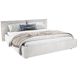 Polsterbett Home Affaire, B:182cm H:91cm L:230cm, silber, 95% Polyester;5% Nylon, Betten, "Adrina mit Biesenoptik, Feincord und Luxus-Microfaser",