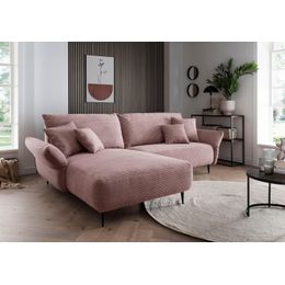 Ecksofa Home Affaire, B:286cm H:96cm T:178cm, rosa, 100% Polyester, Wohnzimmer, Sofas, "Amarena L-Form", inklusive Armlehnenverstellfunktion, 4x