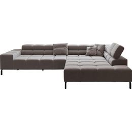 Ecksofa Home Affaire, B:321cm T:216cm, grau, 100% Polyester, Wohnzimmer, Sofas, "Ancona New, wahlweise motorische Sitztiefenverstellung, auch in