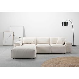 Ecksofa Home Affaire, B:264cm H:71cm T:191cm, weiß, 12% Polyaxryl, 88% Polyester, Wohnzimmer, Sofas, "Glimminge L-Form auch in Breitcord, Feincord +