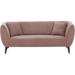 3-Sitzer Home Affaire, B:208cm H:83cm T:88cm, rosa, 100% Polyester, Sofas, zwei verschiedene Fu&szlig;farben w&auml;hlbar