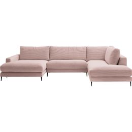 Wohnlandschaft Home Affaire, B:341cm H:84cm T:223cm, rosa, 88% Polyester, 12% Polyacryl, Sofas, "Downtown XXL B/T/H: 341/223/84 cm Loungemöbel zum