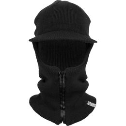 Urban Classics Damen Beanie "Urban Classics Unisex Zipped Balaclava Visor"schwarz, Kunstfaser, M&uuml;tzen