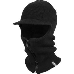 Urban Classics Herren Beanie "Urban Classics Unisex Zipped Balaclava Visor"schwarz, Kunstfaser, M&uuml;tzen
