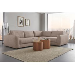Ecksofa Home Affaire, B:304cm H:84cm T:224cm, beige, 100% Polyester, Wohnzimmer, Sofas, "Bloomfield, Breite 304cm, Mega Polsterecke mit viel Platz,