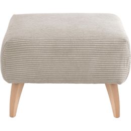 Polsterhocker Home Affaire, B:66cm H:44cm T:66cm, silber, 100% Polyester, Hocker, "Colori", Holzfu&szlig;farbe w&auml;hlbar, verschiedene Stoffe, hochwertige
