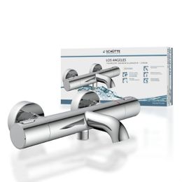 Sch&uuml;tte Wannenarmatur SCH&Uuml;TTE, B:28,5cm H:6,5cm T:17cm, silber, Messing, Armaturen, "&raquo;LOS ANGELES&laquo; Thermostat Wannenf&uuml;llarmatur", Thermostat-Element &bdquo;Made in