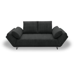 Schlafsofa Home Affaire, B:250cm T:97cm, grau, 100% Polyester, Wohnzimmer, Sofas, "Jadelyn mit klappbaren Armlehnen, Bettsofa mit Federkern, Breite