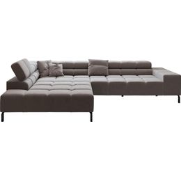 Ecksofa Home Affaire, B:321cm T:216cm, grau, 100% Polyester, Wohnzimmer, Sofas, "Ancona New, wahlweise motorische Sitztiefenverstellung, auch in