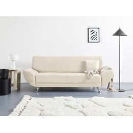 3-Sitzer Home Affaire, B:205cm H:78cm T:82cm, wei&szlig;, 100% Polyester, Sofas, "Saltare elegant und komfortabel, toller Designfu&szlig;"