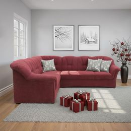 Ecksofa DOMO collection, B:242cm H:84cm T:190cm, lila, Struktur ( 90% Polyester, 10% Polyacryl);Microfaser PRIMABELLE (100% Polyester);Kunstleder