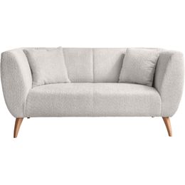 2-Sitzer Home Affaire, B:172cm H:83cm T:88cm, wei&szlig;, 100% Polyester, Sofas, zwei verschiedene Fu&szlig;farben w&auml;hlbar