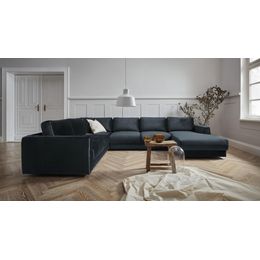 Wohnlandschaft Home Affaire, B:348cm H:80cm T:270cm, gr&uuml;n, Luxus-Microfaser Lederoptik (100% Polyester;Struktur grob (100% Polyester);Samtoptik (100%