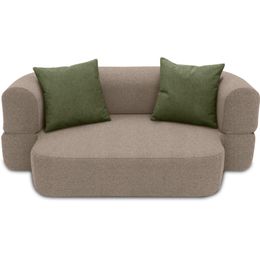 Schlafsofa Home Affaire, B:208cm H:78cm T:115cm, grau, 100% Polyester, Wohnzimmer, Sofas, "Denair oval Federkern, Bettsofa, organisches Design.