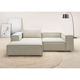 Ecksofa Home Affaire, B:246cm H:68cm T:171cm, beige, 100% Polyester, Wohnzimmer, Sofas, "Watertown, kompakte L-Form, 246 cm breite f&uuml;r kleinere