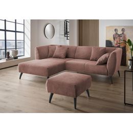 Ecksofa Home Affaire, B:264cm H:80cm T:160cm, rosa, 100% Polyester, Wohnzimmer, Sofas, "Colori Polsterm&ouml;bel mit zeitlos eleganter R&uuml;ckenf&uuml;hrung.