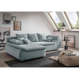 Ecksofa Home Affaire, B:270cm H:90cm T:170cm, blau, Microfaser PRIMABELLE (100% Polyester) / Struktur (82% Polyester, 9% Viscose, 7% Baumwolle, 2%