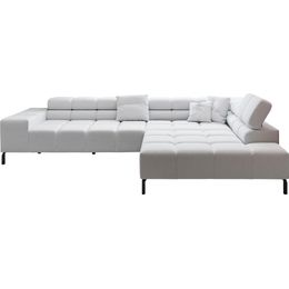 Ecksofa Home Affaire, B:321cm T:216cm, silber, 100% Polyester, Wohnzimmer, Sofas, "Ancona New, wahlweise motorische Sitztiefenverstellung, auch in
