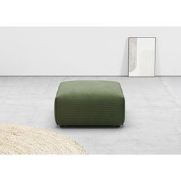Hocker Home Affaire, H:71cm T:80cm, gr&uuml;n, 95% Polyester, 5% Nylon, Wohnzimmer, Hocker, "Glimminge auch in Breitcord, Feincord und Easy care-Bezug",