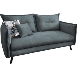 3-Sitzer Home Affaire, B:183cm H:94cm T:110cm, blau, Sofas, "Lazio", inklusive 1 Stk. Wende- und 1 Stk. Zierkissen