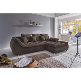 Ecksofa Home Affaire, B:270cm H:90cm T:170cm, braun, Microfaser PRIMABELLE (100% Polyester) / Struktur (82% Polyester, 9% Viscose, 7% Baumwolle, 2%
