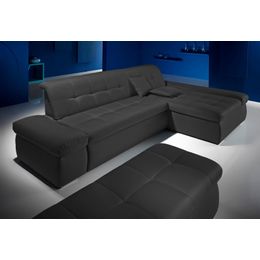 Ecksofa Home Affaire, B:300cm H:80cm T:122cm, grau, Wohnzimmer, Sofas, "ESRA, zeitlos und elegant. Breite 300cm, L-Form", wahlweise mit Armlehn- und
